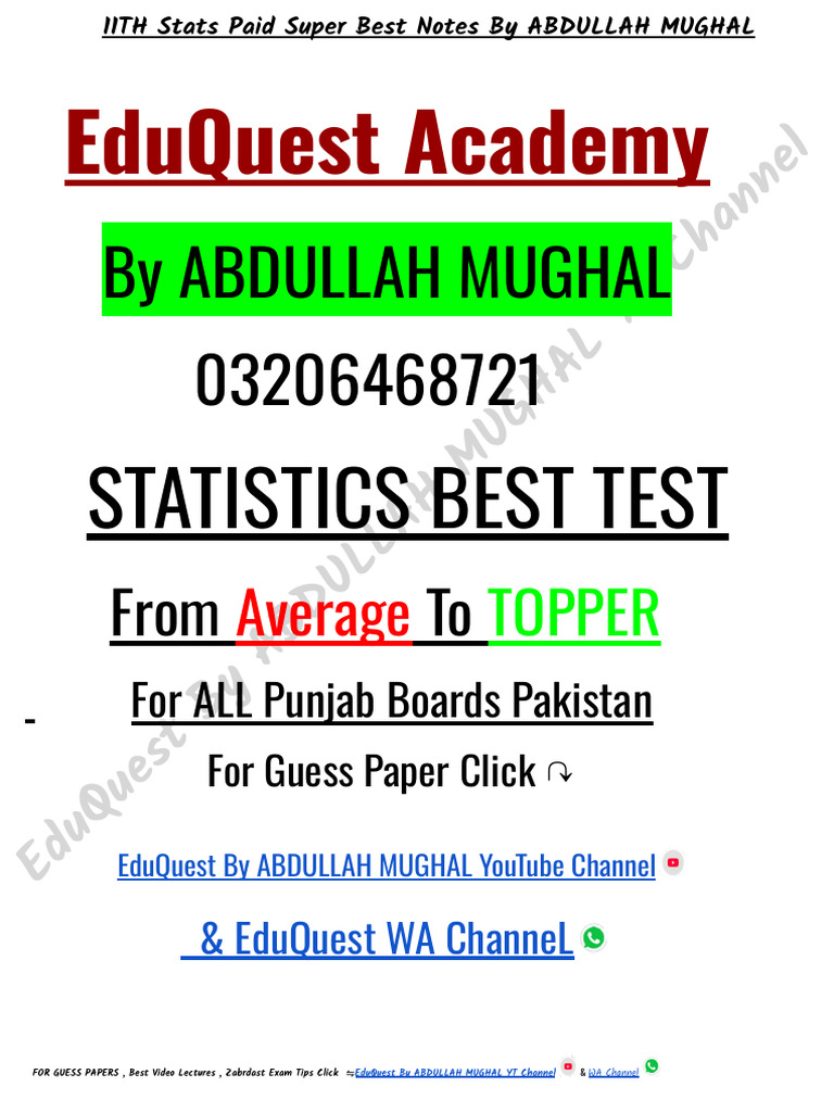 CH#1 Imp. Definatinations 11 Stats by ABDULLAH MUGHAL | PDF ...