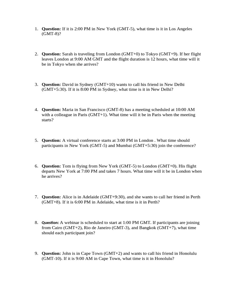 Grade 5 Time Zone Math Questions | PDF