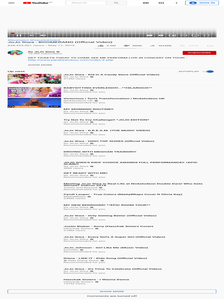 JoJo Siwa - BOOMERANG (Official Video) - YouTube | PDF