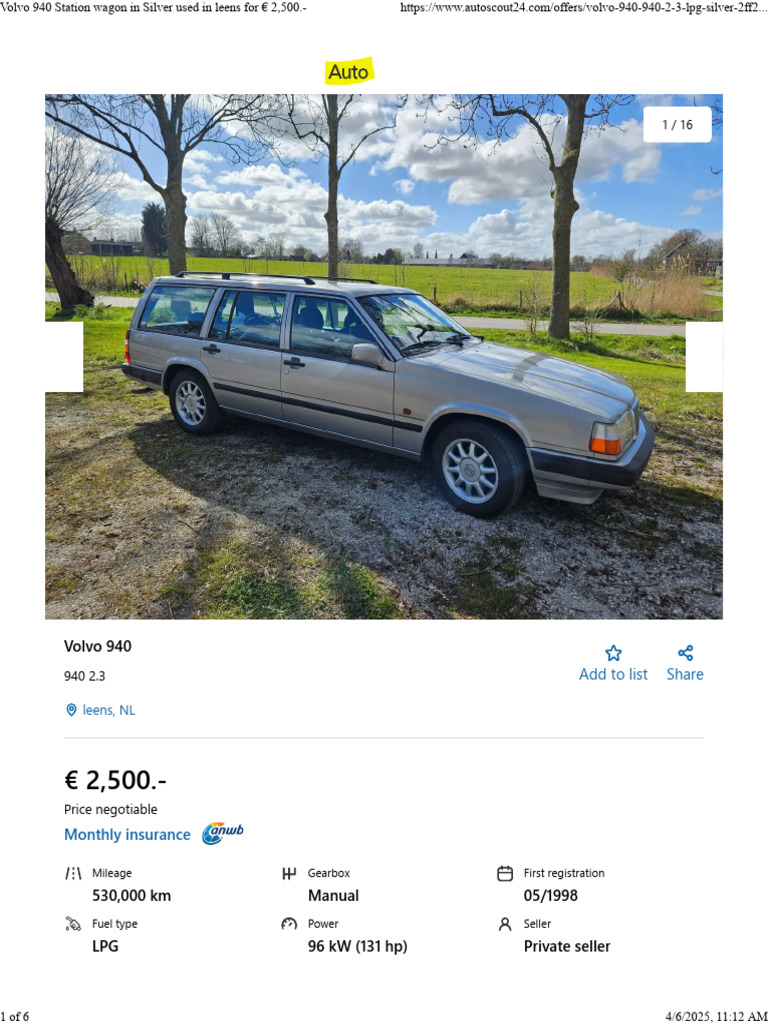 Volvo 940 Station Wagon in Silver | PDF