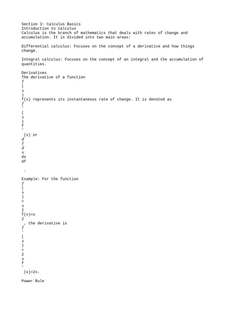 Calculus Basics: Derivatives and Integrals | PDF