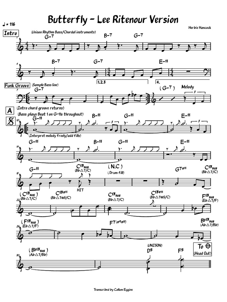 ButterFly Lee Ritenour Version Lead Sheet BB | PDF | Musical Techniques | Musical Compositions