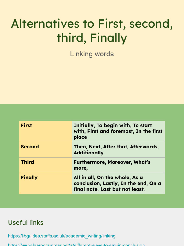 Alternatives to Common Linking Words | PDF