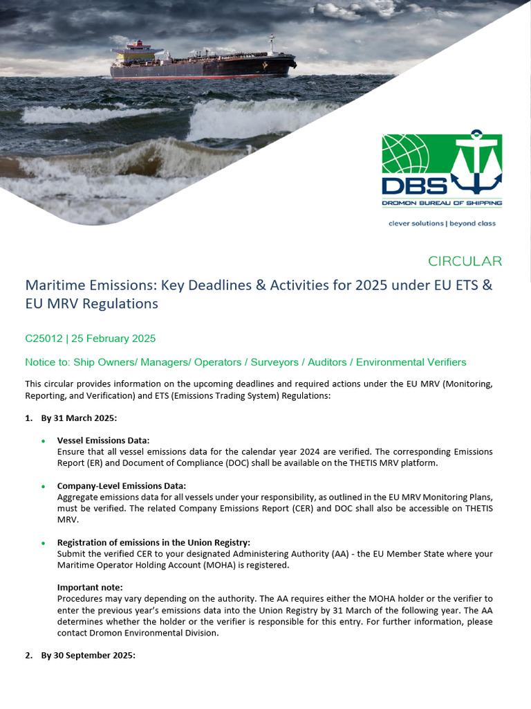 C25012 Key Deadlines Activities For 2025 Under EU ETS EU MRV ...