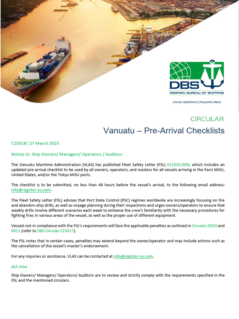 C25018-Vanuatu-Pre-arrival-checklists | PDF