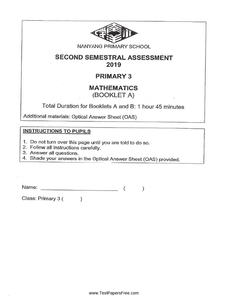 P3 Maths 2019 SA2 Nanyang | PDF