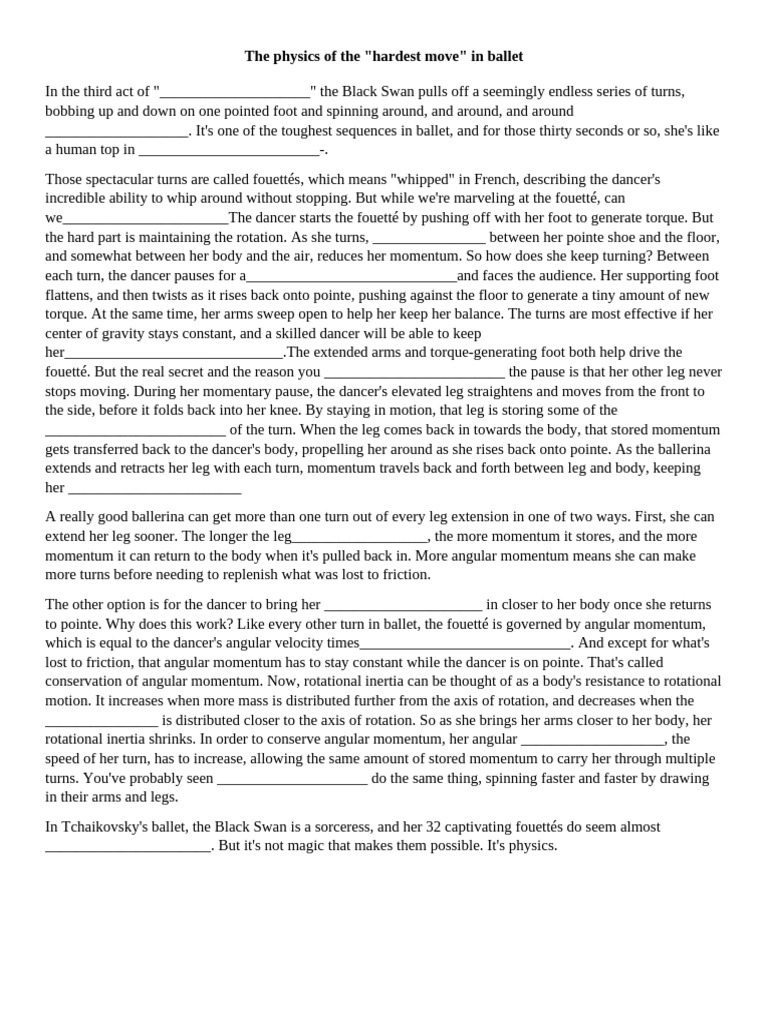 The Physics of The Hardest Move in Ballet | PDF | Angular Momentum ...