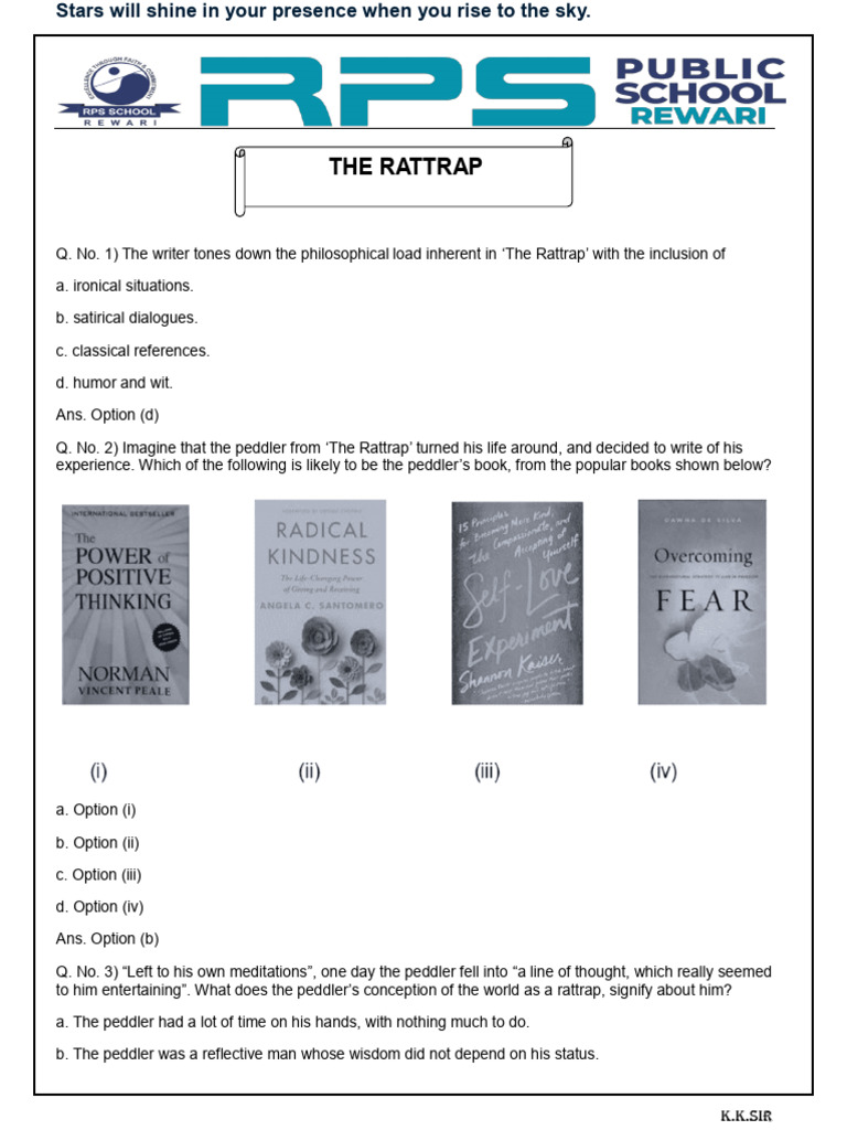 Most Important MCQ & CBQ (The Rattrap) | PDF