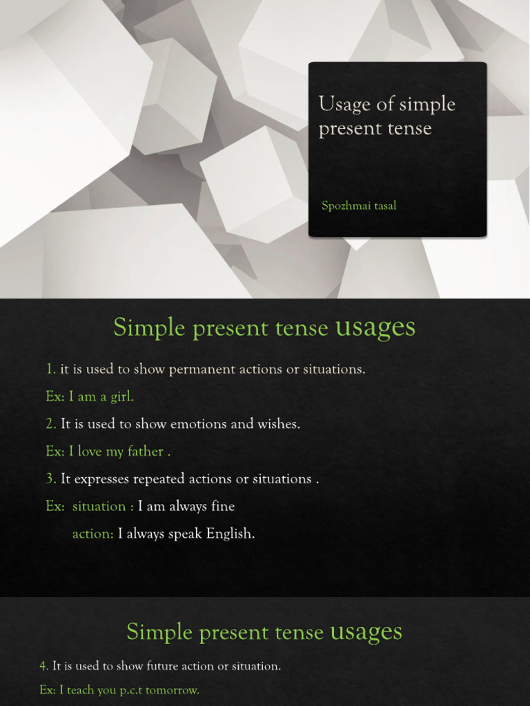 Usage of Simple Present Tense | PDF