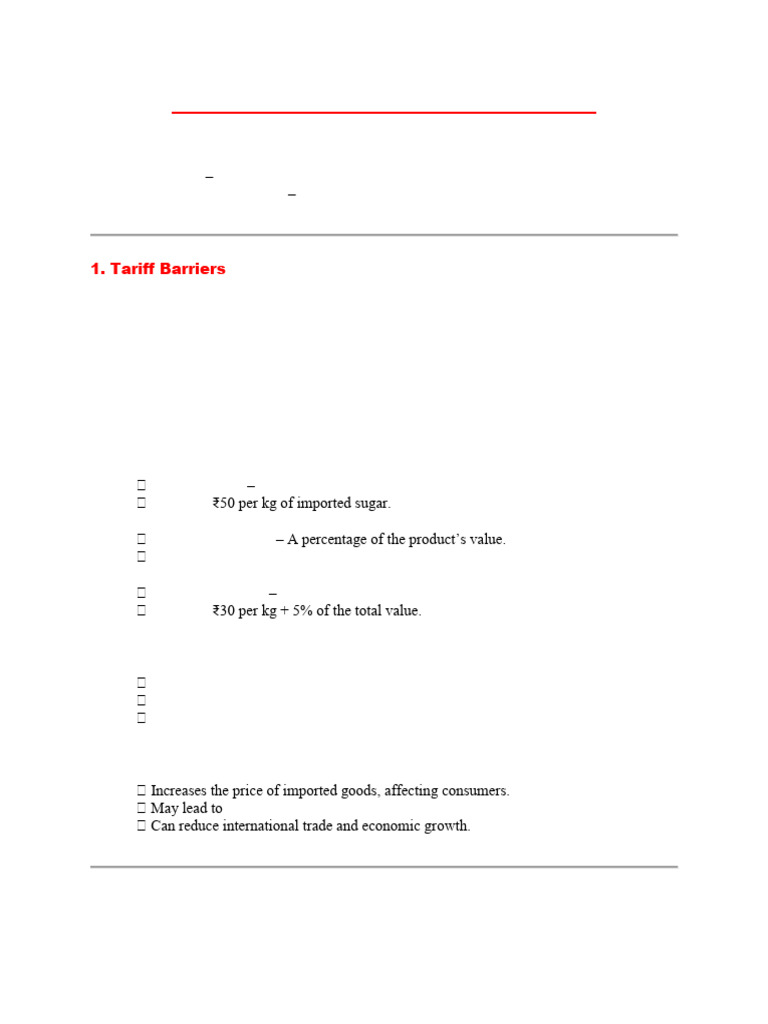 Tariff and Non-Tariff Barriers Explained | PDF | Non Tariff Barriers To ...