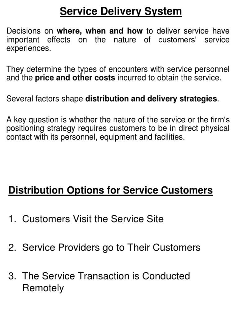 Understanding Service Delivery Systems | PDF | Exports | Strategic ...
