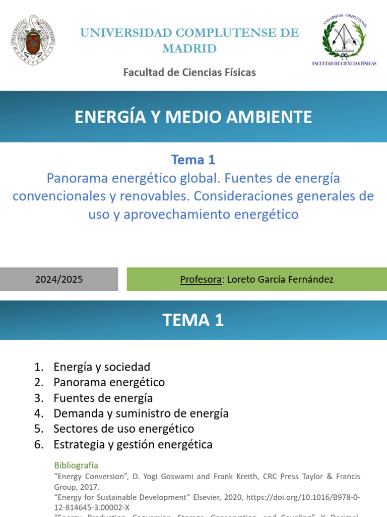Tema 1 - 24 - 25 | PDF | Desarrollo energético | Energía renovable