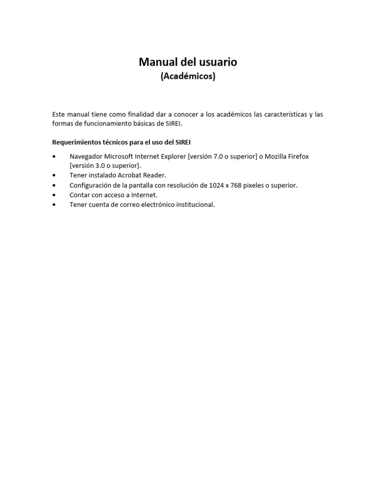 Manual de Uso del Sistema SIREI para Académicos | PDF | Informática ...