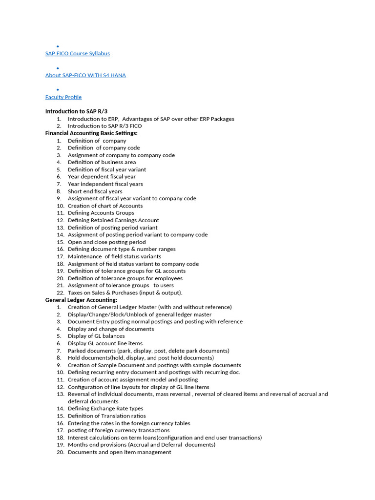 Sap Fico Hana Course Topics Covered by Kls | PDF | Debits And Credits ...