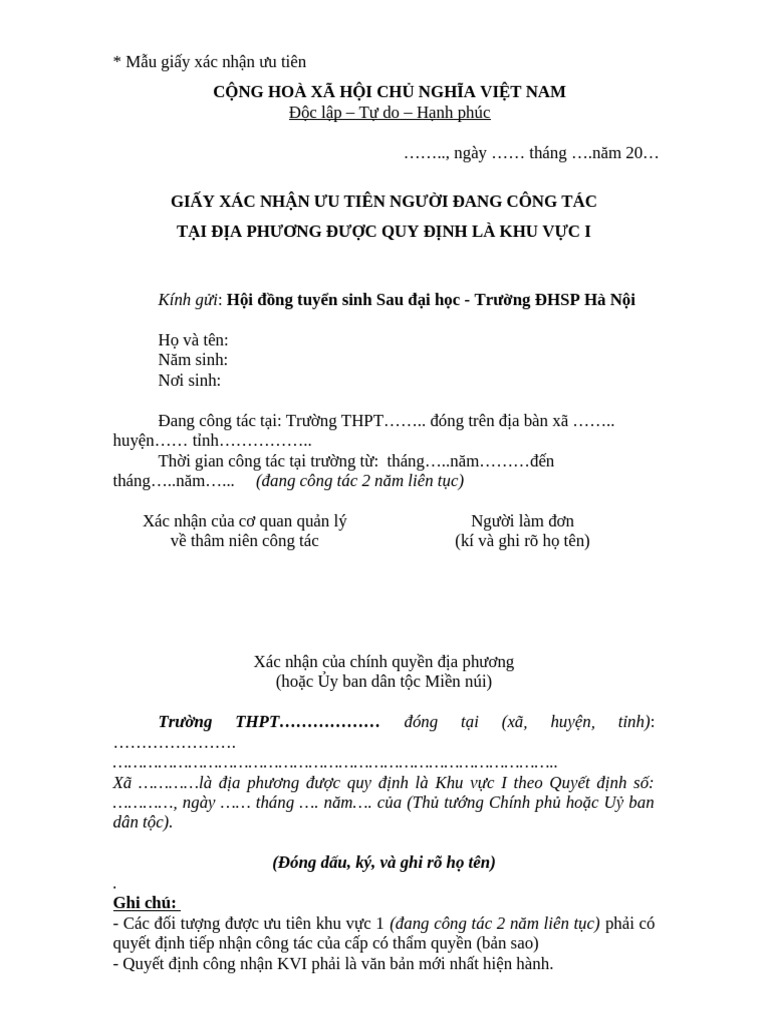 Mau Giay Xac Nhan Uu Tien | PDF