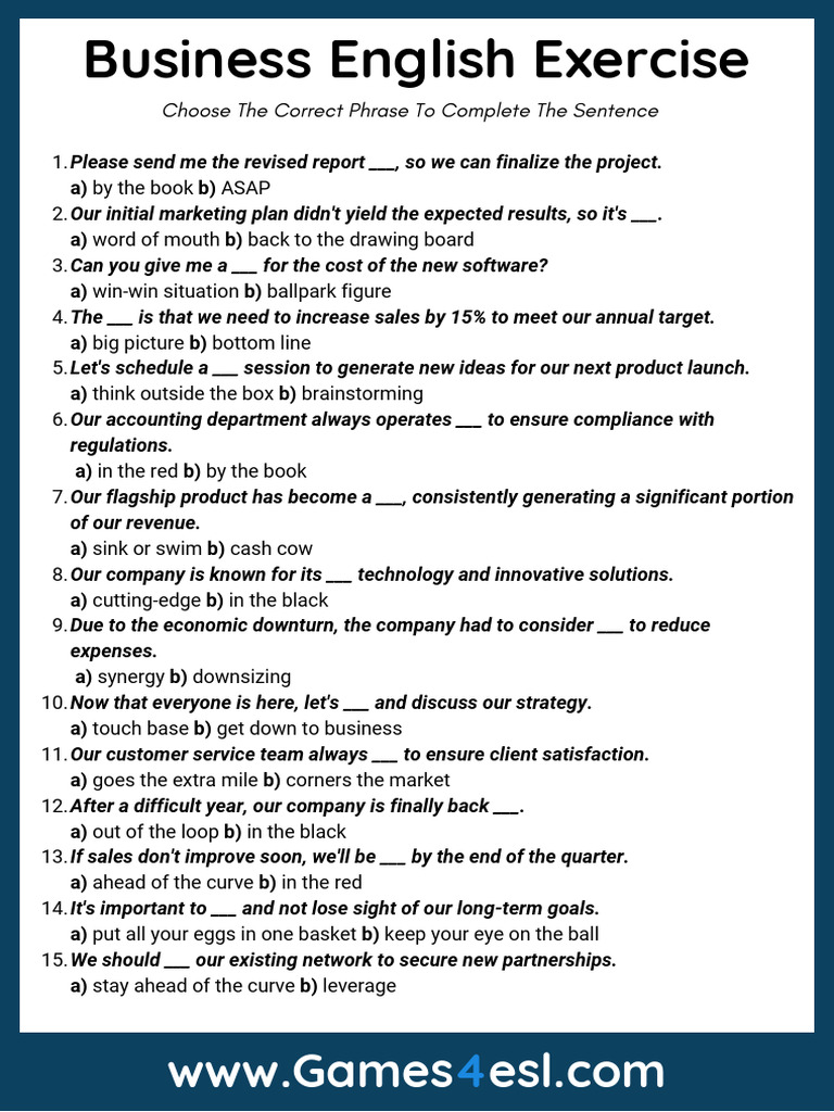 Business English Exercise Answers | PDF | New Product Development ...