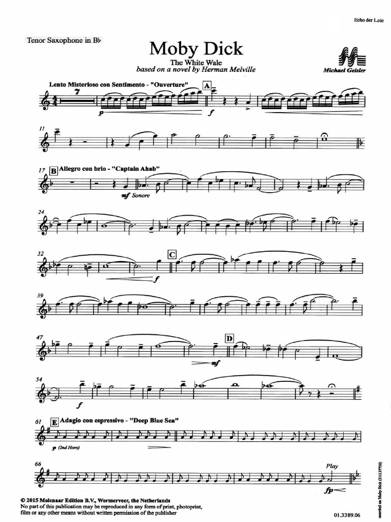 Moby Dick - Saxo Tenor | PDF