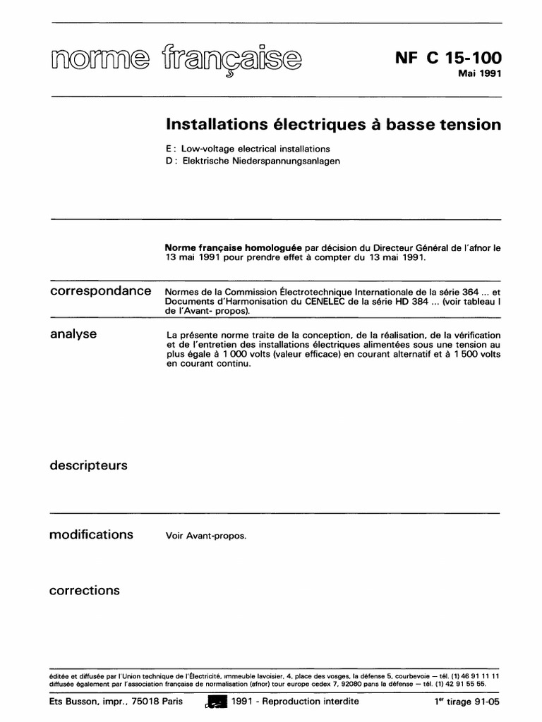Norme NFC-15 100 | PDF