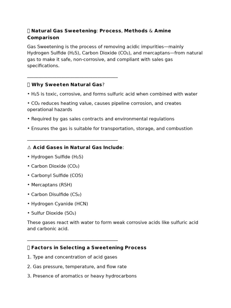 Natural Gas Sweetening Process Overview | PDF