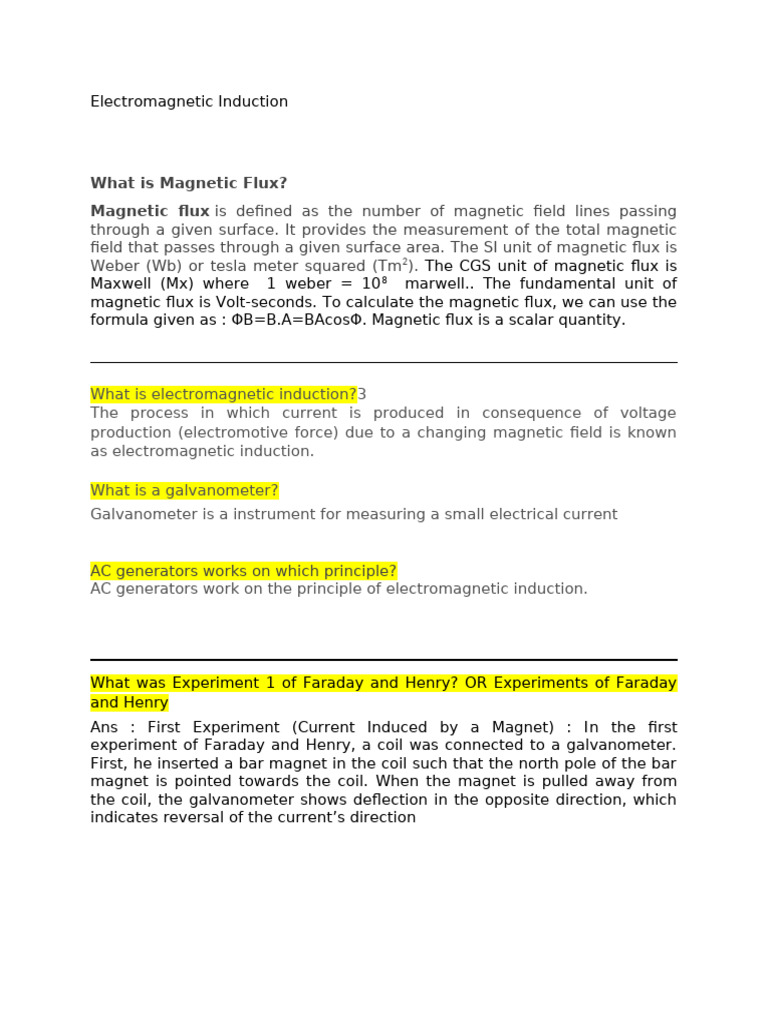 Electromagnetic Induction - FINAL | PDF | Electromagnetic Induction | Inductance