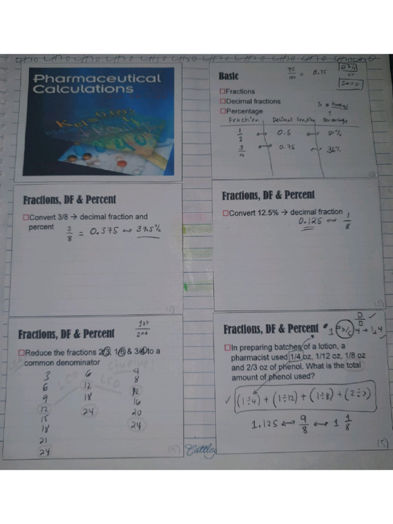 Pharm Cal Handout W - Notes | PDF
