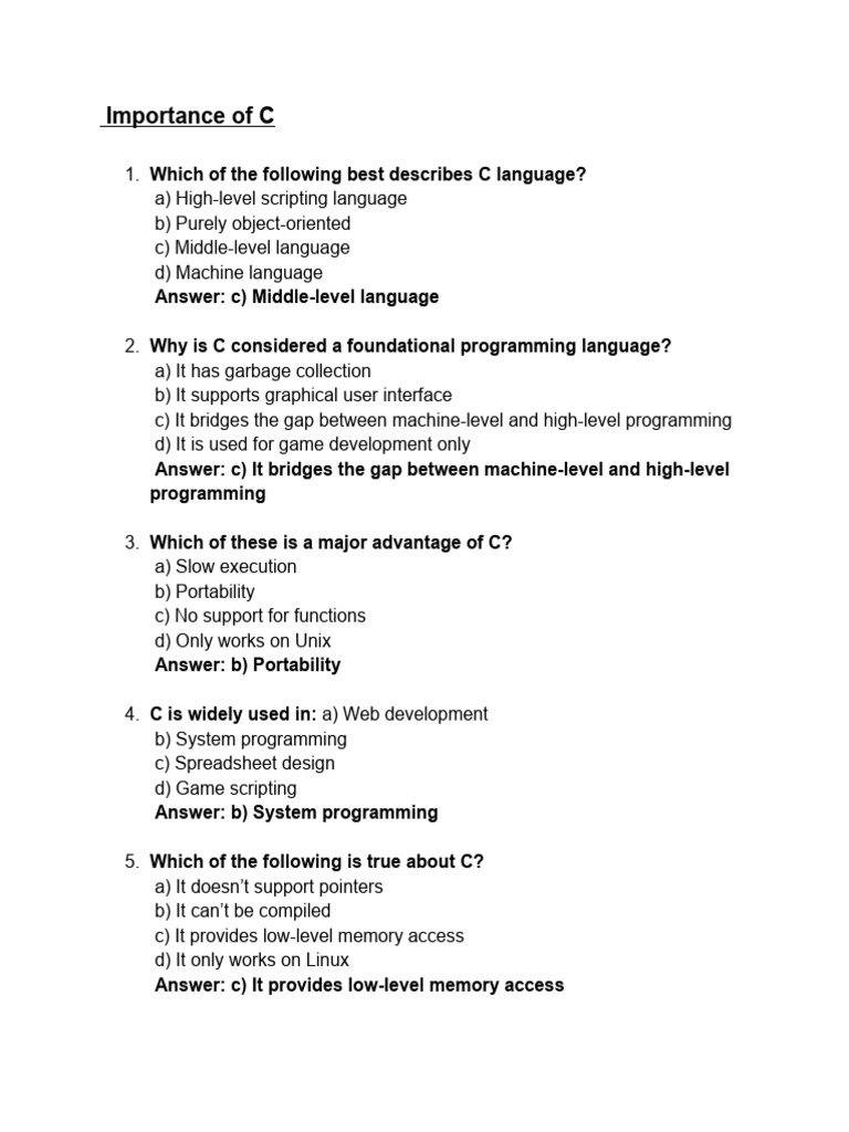 Significance of C Programming Language | PDF