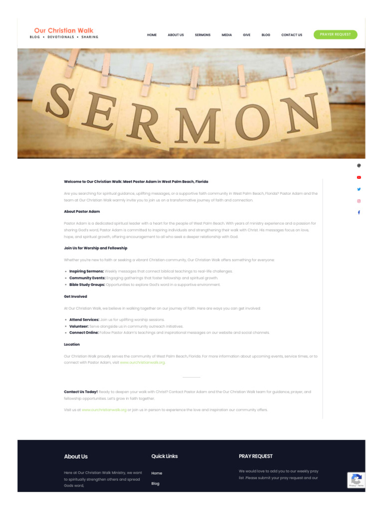 Pastor Adam West Palm Beach Florida | PDF | Prayer | Pastor