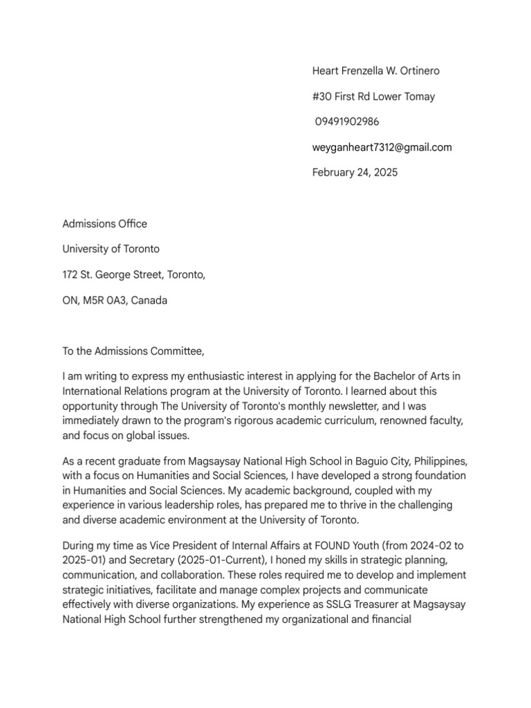 Application for International Relations Program | PDF
