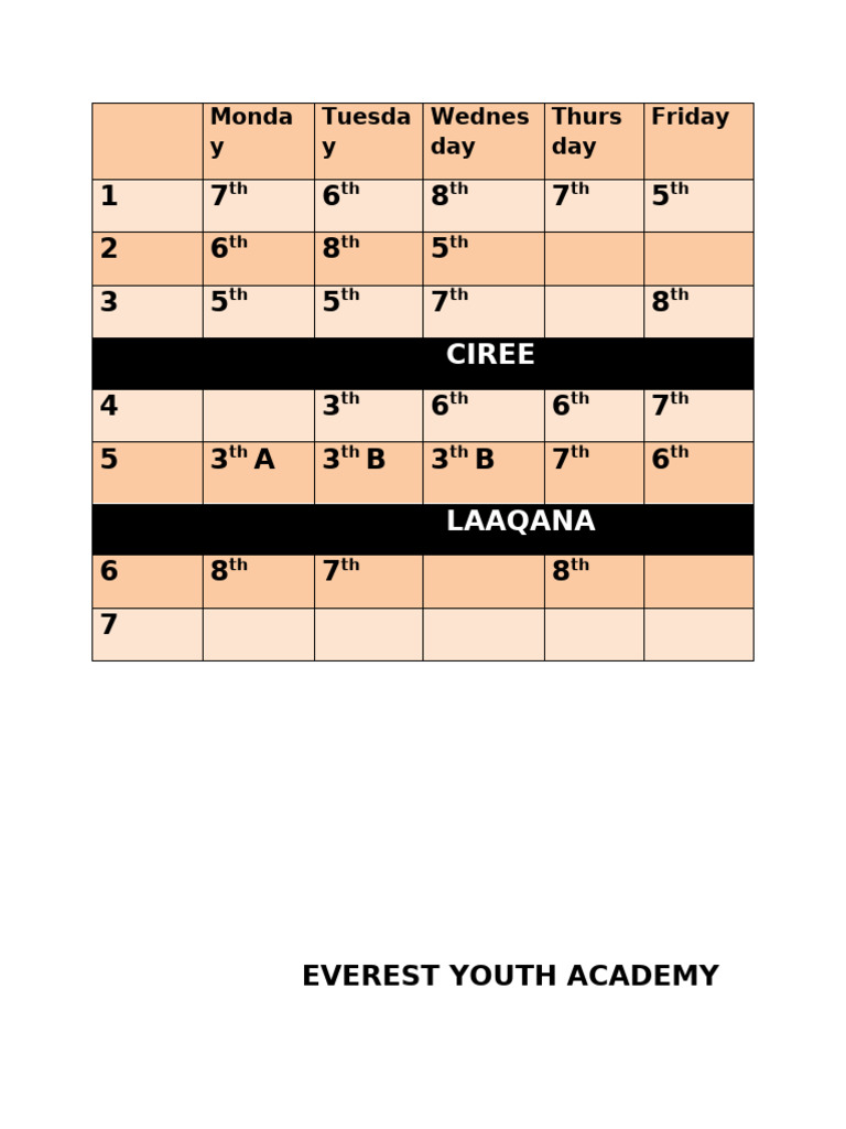 Tolaa Time Table | PDF