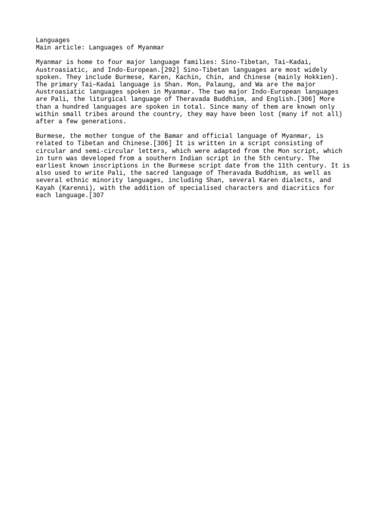 Languages and Scripts of Myanmar | PDF