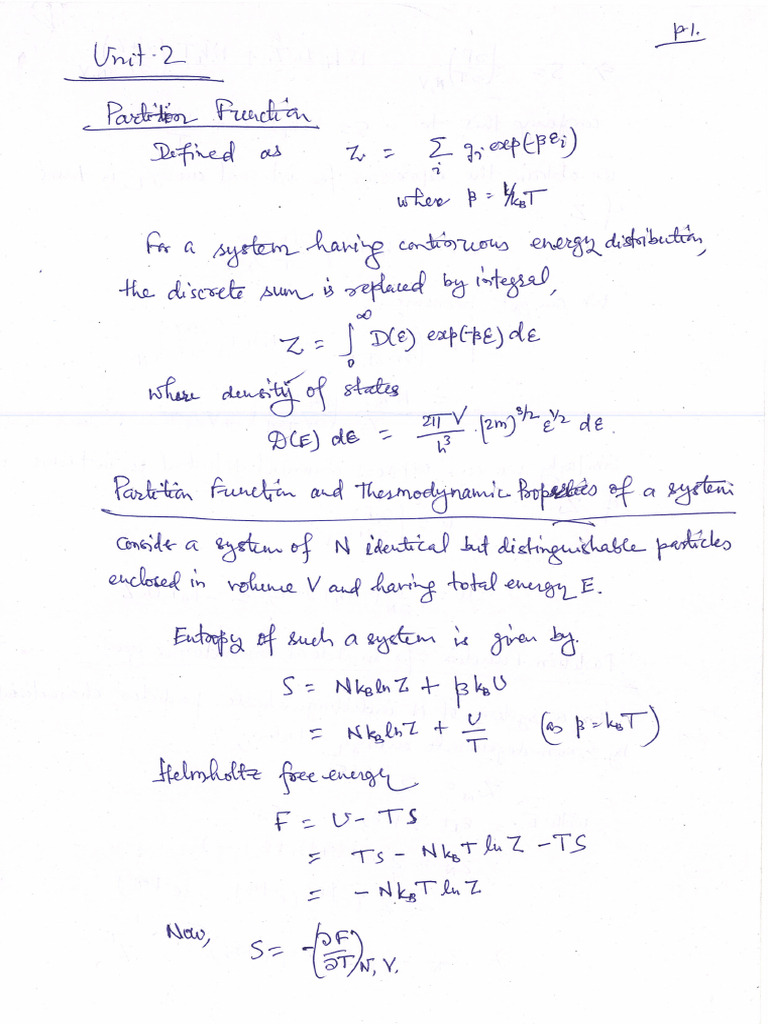 Unit2_Statistical Mech _notes | PDF