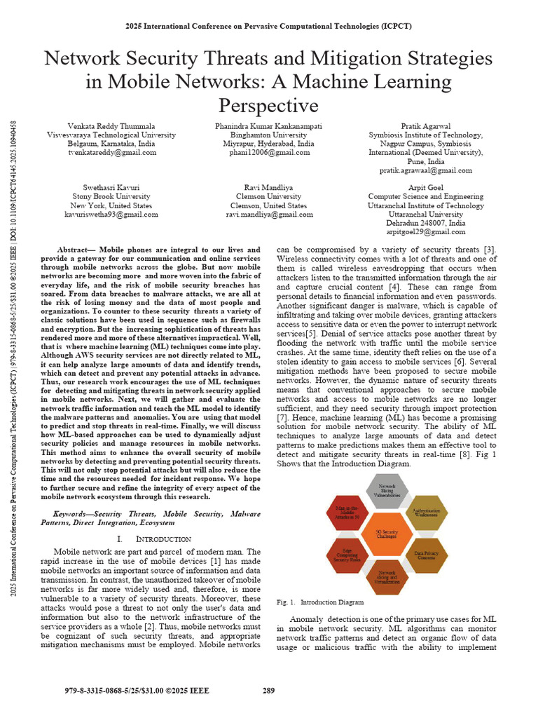 Network Security Threats and Mitigation Strategies in Mobile Networks A Machine Learning ...