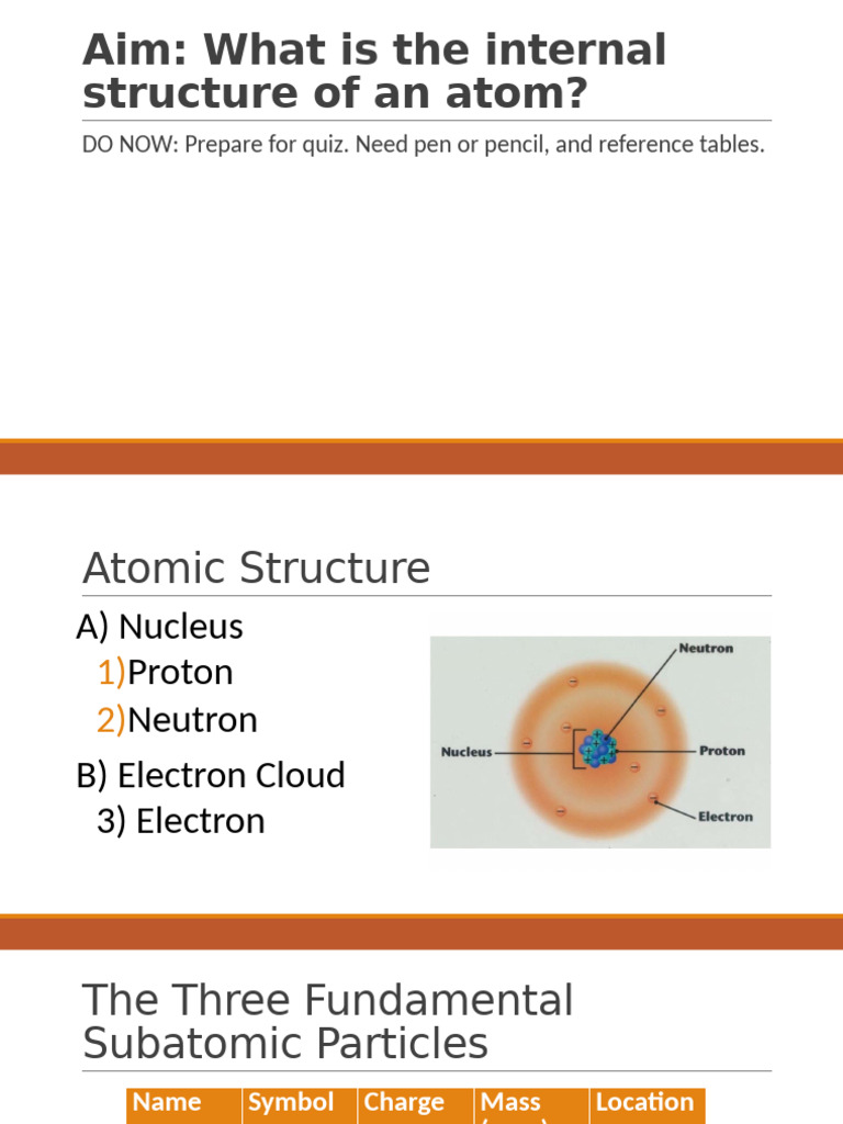 Atomic Structure (1) | PDF | Atoms | Proton