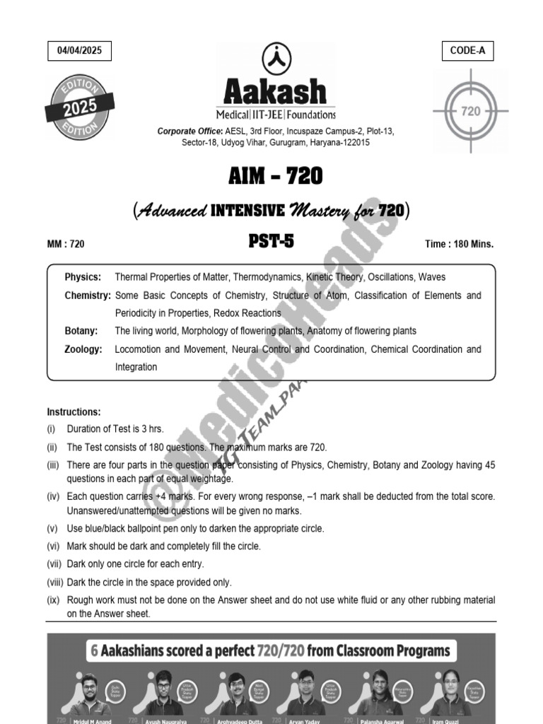 Aim 720 - PST 05a - 04 04 2025 | PDF | Gases | Temperature
