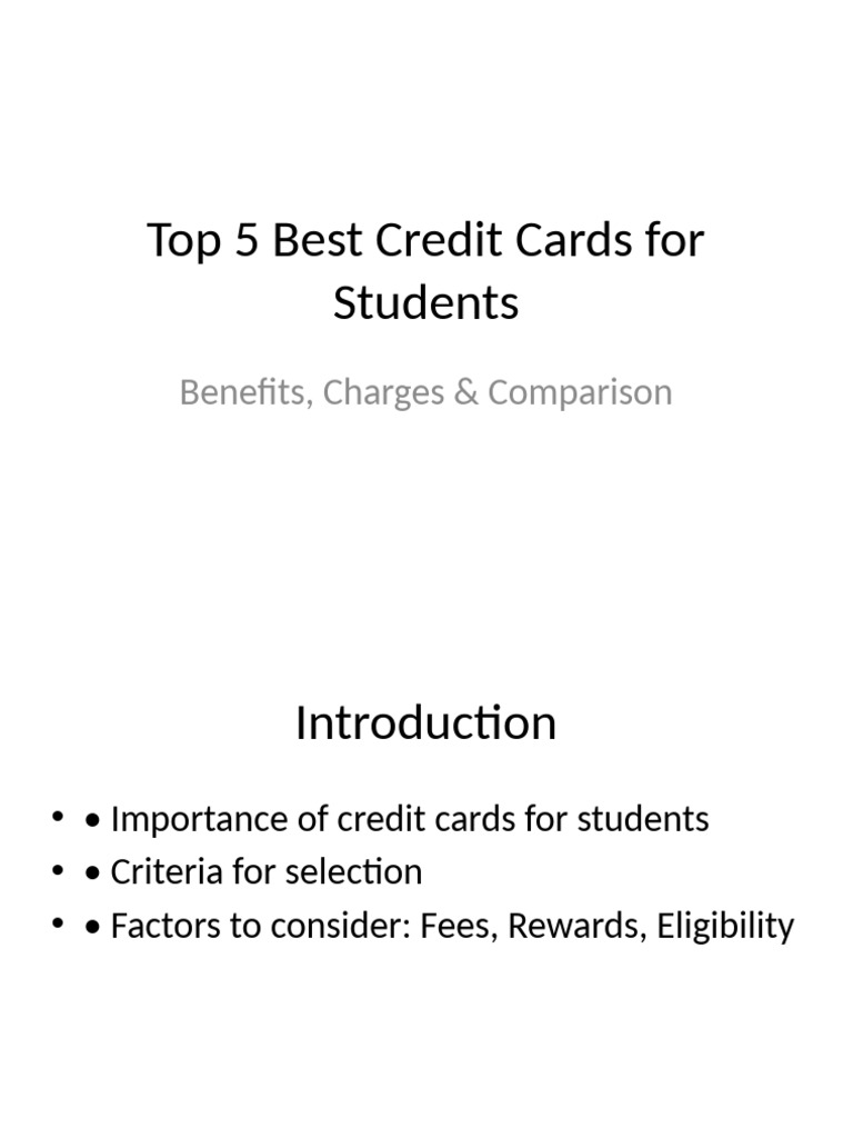 Top 5 Best Credit Cards For Students | PDF