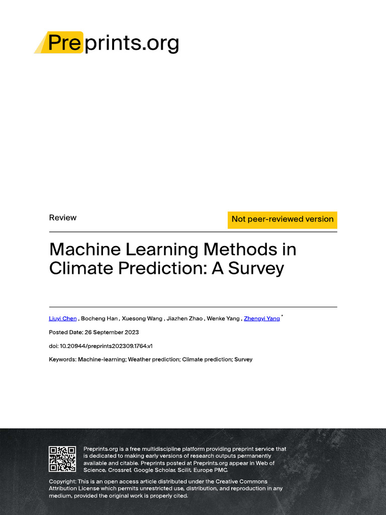Machine_Learning_Methods_in_Climate_Prediction_A_S | PDF | Weather Forecasting | Numerical ...