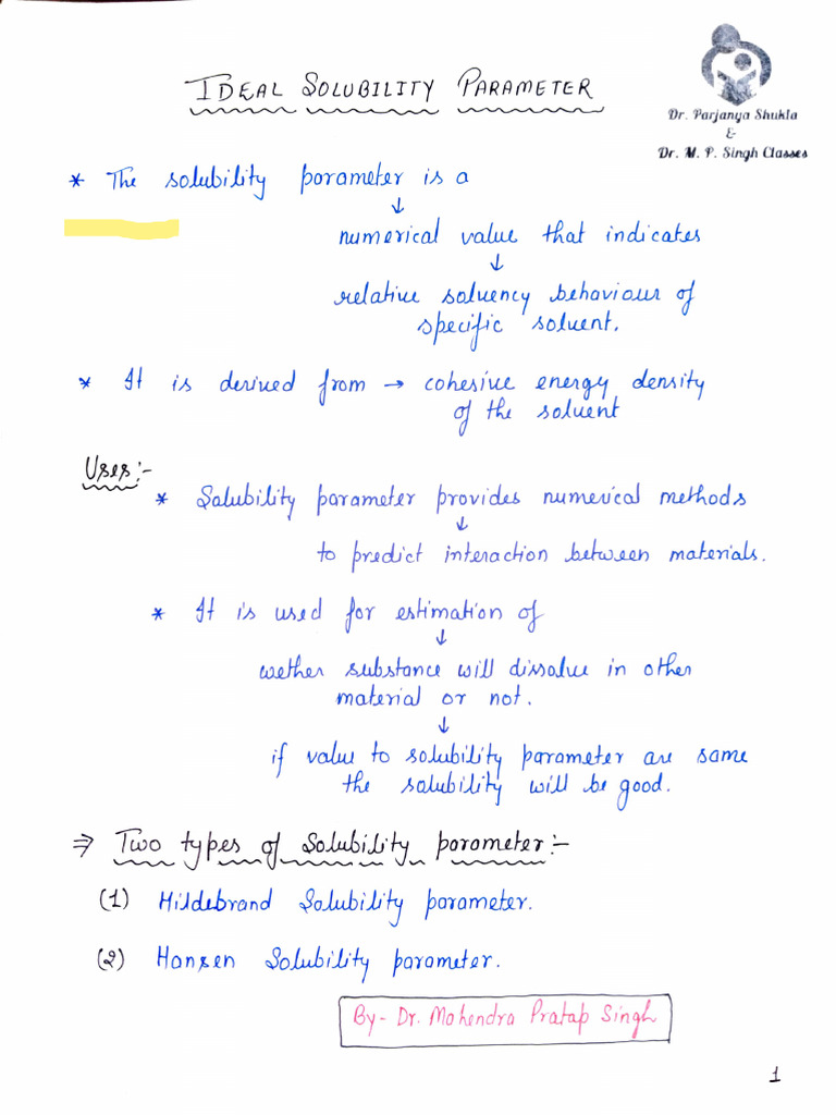 Ideal Solubility Parameter | PDF | Metrology | Quantity