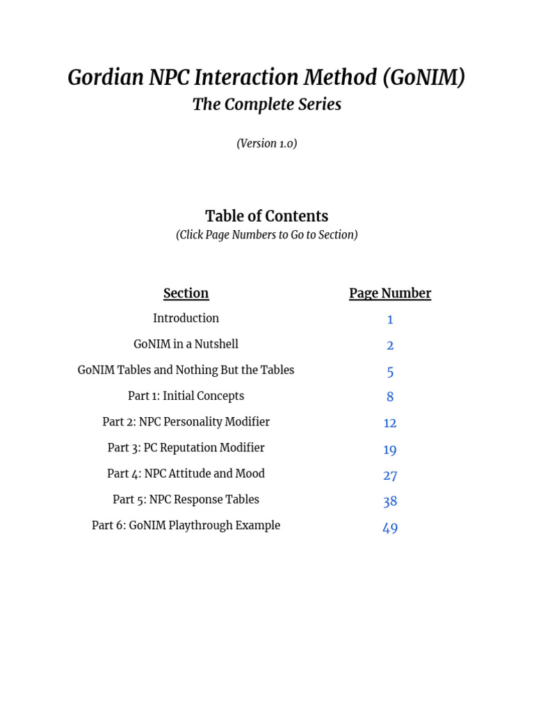 gordian-npc-interaction-method-the-complete-series | PDF | System ...
