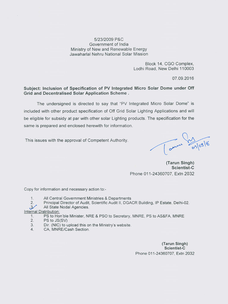 Specification of PV Integrated Micro Solar Dome Off Grid Decentralized ...