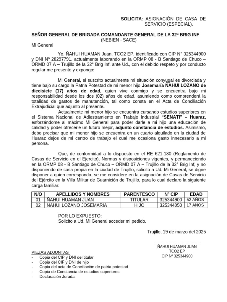 Solicitud Casa de Servicio 2025 | PDF