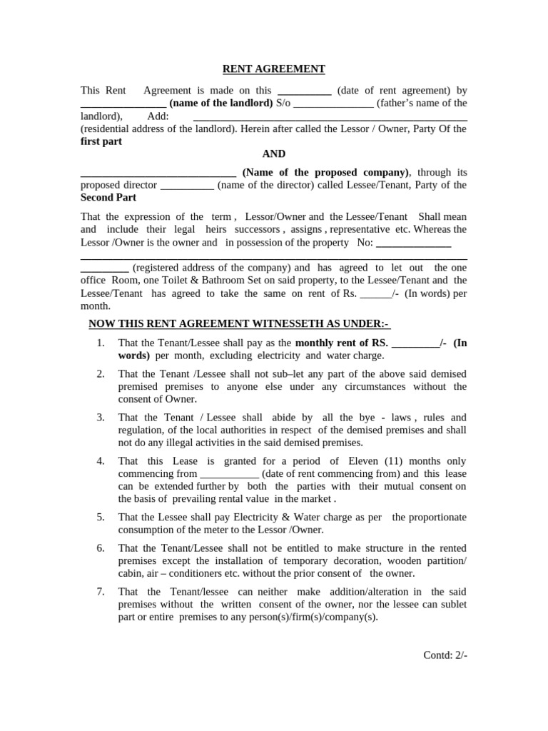 Office Rent Agreement Template | PDF | Lease | Leasehold Estate