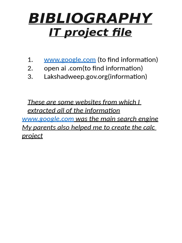 IT Project File: Bibliography | PDF