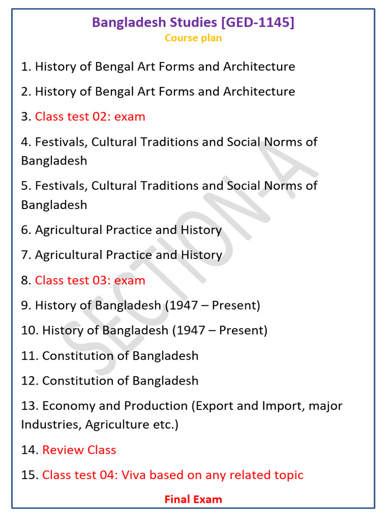 (GED 1145) Course Plan, Final Exam | PDF