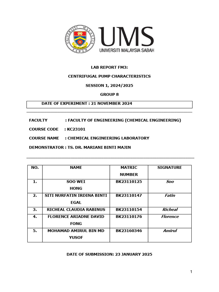 G8 FM3 Centrifugal Pump Characteristics | PDF | Pump | Pressure