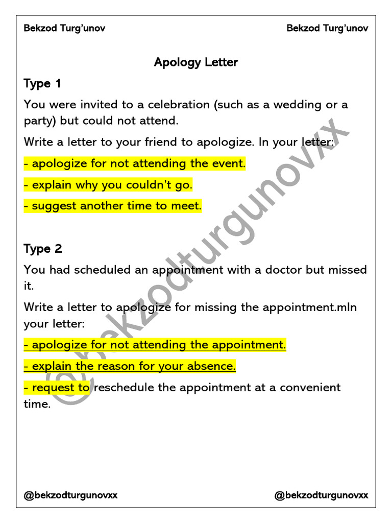 Apology Letter Templates for Events | PDF