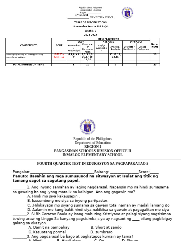 ST3 - Esp 5 - Q4 | PDF