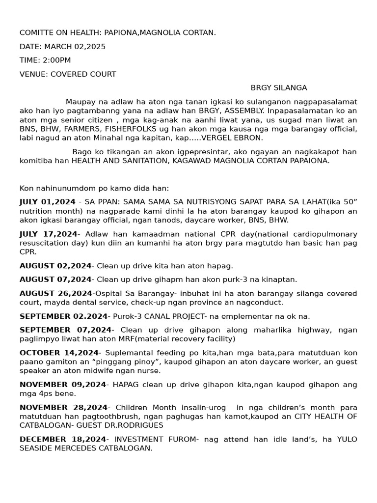 Comitte On Health | PDF