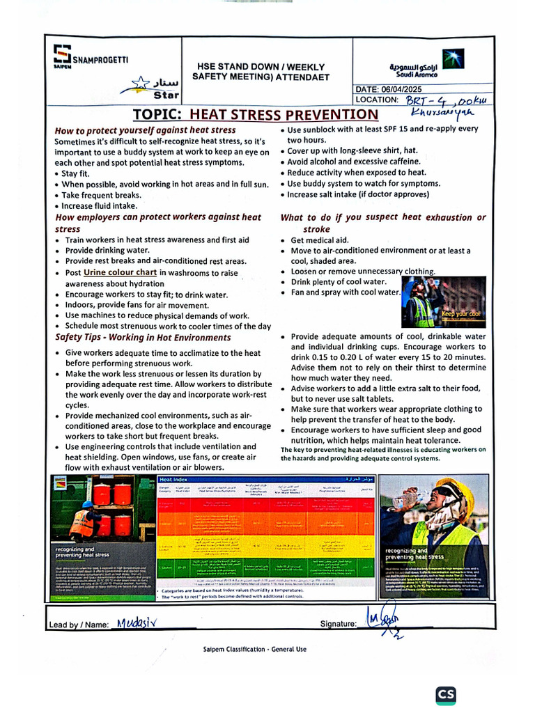 SDM (Heat Stress Prevention) | PDF