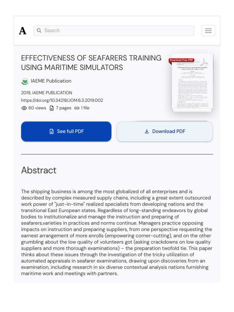 (PDF) EFFECTIVENESS OF SEAFARERS TRAINING USING MARITIME SIMULATORS | PDF | Regression Analysis ...