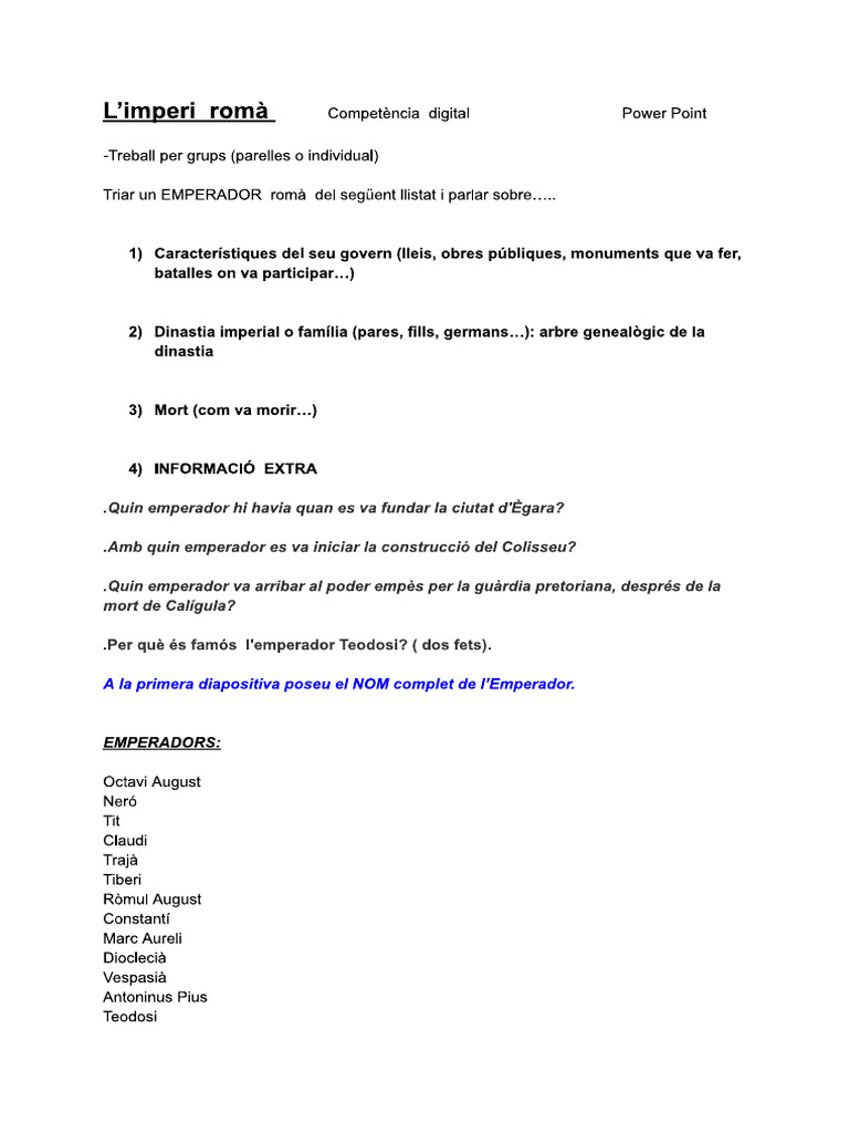 L'Imperi Romà Emperadors | PDF